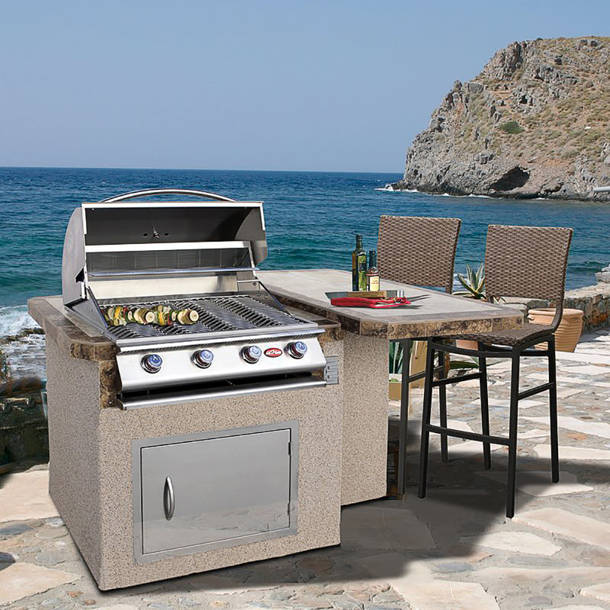 Cal Flame 73.5'' 3 BBQ Grill Island with 4 - Burner Grill | Wayfair